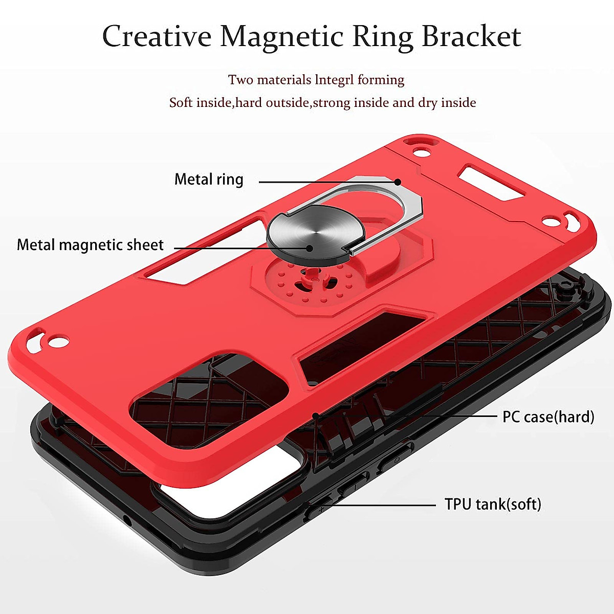 Compatible with Samsung Galaxy A40 Case Cover,Built-in Ring Magnetic Kickstand Compatible with Samsung Galaxy A40 SM-A405 Case 2 in 1 Shockproof Phone Case Cover Black
