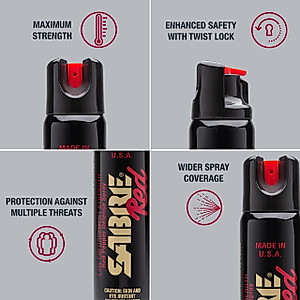 SABRE Magnum 120 Pepper Spray with Holster, 35 Bursts, 12-Foot (4-Meter) Range, Extra Large 122 Gram Canister, Wide Cone Spray Pattern, UV Marking Dye, Twist Lock Safety