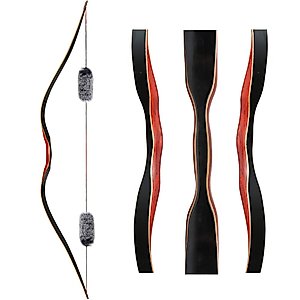 TOPARCHERY Archery 60'' Longbow Outdoor Hunting Recurve Bow and Arrow One Piece Traditional Wood Hunting Bow RIGHT/LEFT HANDED 30 35 40 45 50LBS with String Silencer
