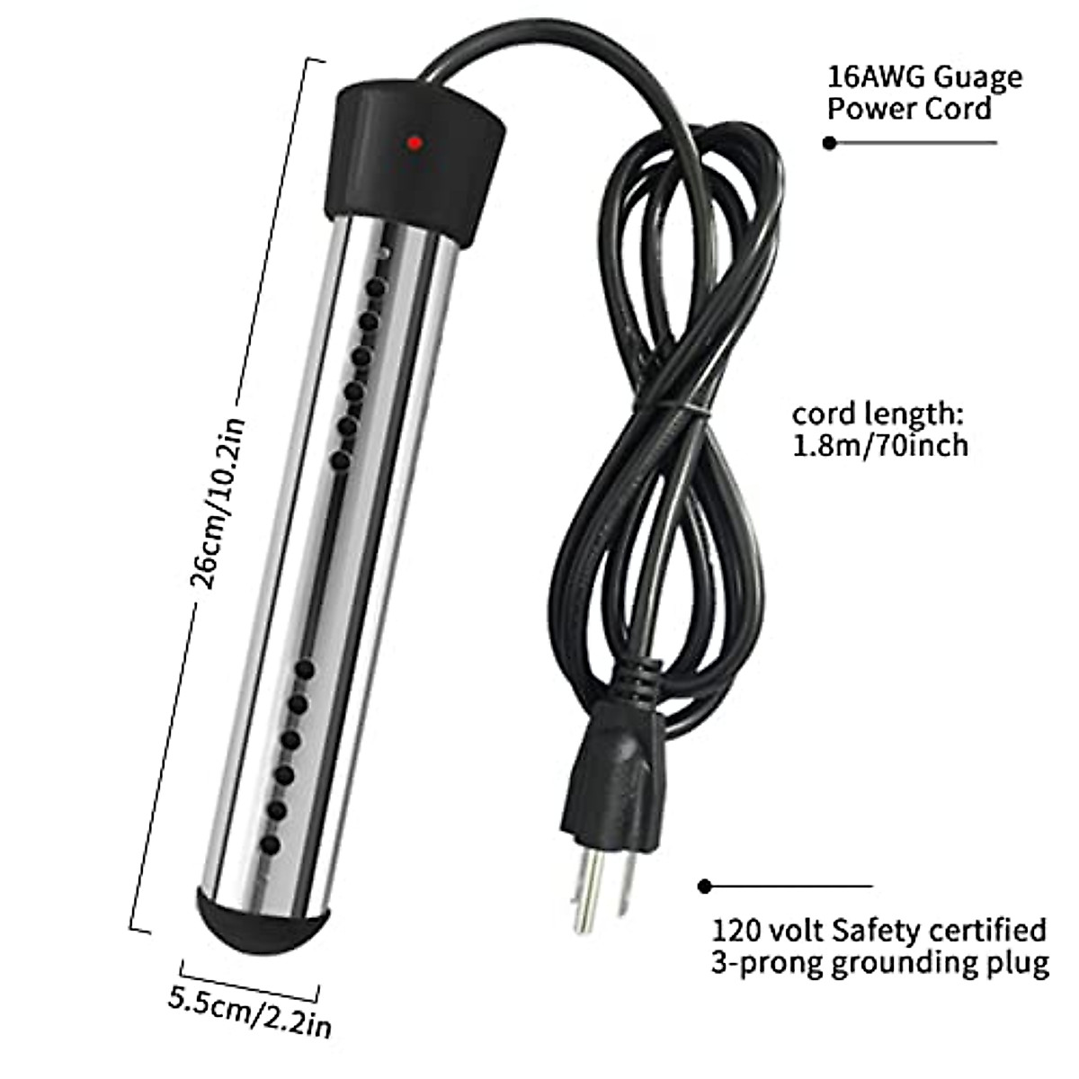 2000W Immersion Water Heater,LISTENJIALE Submersible Water Heater with 304 SS Guard,Bucket Heater with LCD Thermometer Heat 5 Gallons of Water in Minutes,Immersion Water Heater for Bathtub