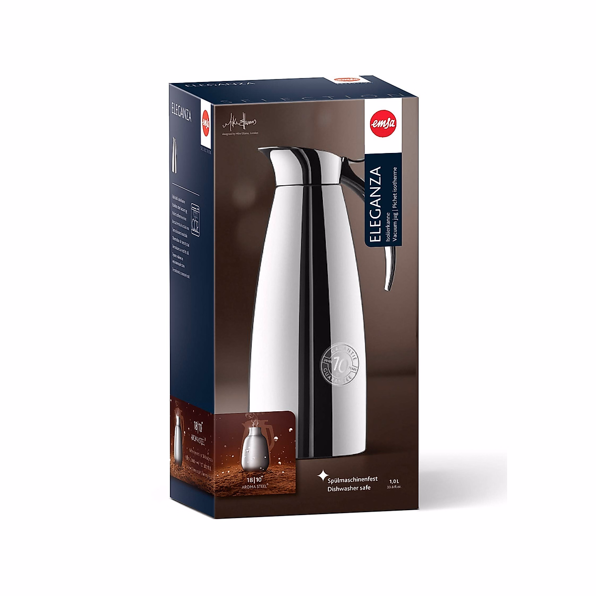 Emsa Eleganza Stainless Steel Insulated Carafe, 34-Ounce