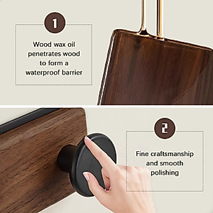 EHERDM Wall Mounted Hair Dryer Holder with Storage Bag Drill-Free Adhesive Blow Dryer Holder Walnut Bathroom Storage Shelf Solid Wood Storage Rack for Home Black