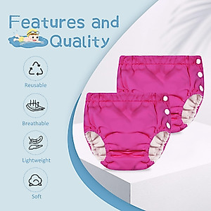 Durio Reusable Diapers Baby Washable Baby Swim Diapers Infant Swim Diaper Waterproof Baby Beach Essentials White Rose 3-6 Month