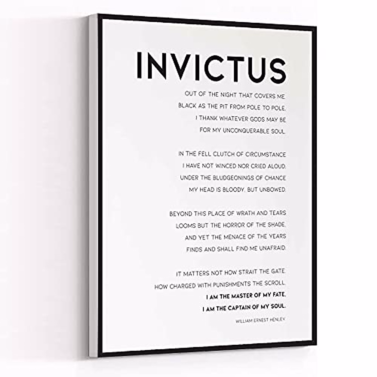 KEJPU Canvas Wall Art Modern Art Print Invictus Poem Print By William Ernest Henley,Invictus I Am The Master Of My Fate Painting Artwork Wall Decor For Home Office Wooden Frame Ready To Hang 8"X12"