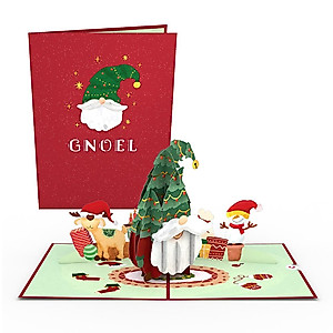 Lovepop Gnoel Gnome Christmas Pop Up Card, 5x7-3D Greeting Card, Pop Up Christmas Cards, Kids Christmas Card, Holiday Card