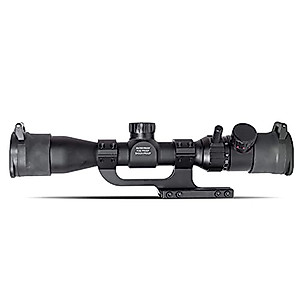 Monstrum 3-9x32 AO Rifle Scope with Illuminated Range Finder Reticle and Parallax Adjustment | ZR250 H-Series Offset Scope Mount | Monstrum Flip Up Lens Cover Set | Bundle