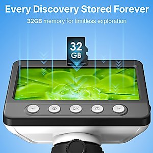 Digital Microscope, 4.3" LCD USB Coin Microscope, 1000X 1080P Error Coin Magnifier with 8 Adjustable LED Lights, PC View, Compatible with Windows for Adults Kids