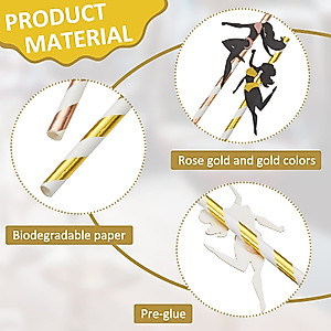 36 Pieces Girls Night Out Party Decorations Glitter Confetti Women Dancing Drinking Straws Female Dancer Pre Glued for Bridal Shower Favors Wedding Supplies (Rose Gold, Gold)