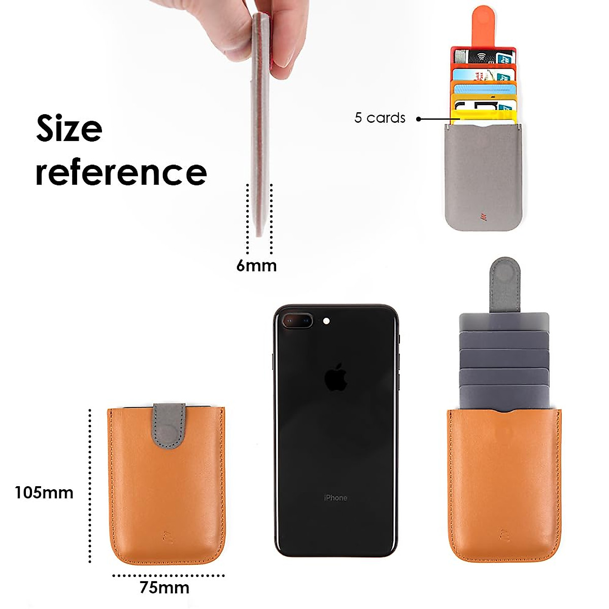 Allocacoc Slim wallet, DesignNest DAX wallet, Cascading pull-tab wallet, Hold upto 6 cards, small wallet, Card holder, Purse (Brown, Leather)