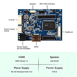 VSDISPLAY HD-MI LCD Controller Board Work for 7" 10.1" N070ICG-LD1 (40Pin) B101EW05 LP101WX1 HSD101PWW1 N101ICG-L21 PO101WX01 1280x800 LED 40Pin LCD Panel