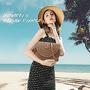 HROECHY Straw Clutch Purses for Women Beach Purse Envelope Bag Woven Crossbody Bags