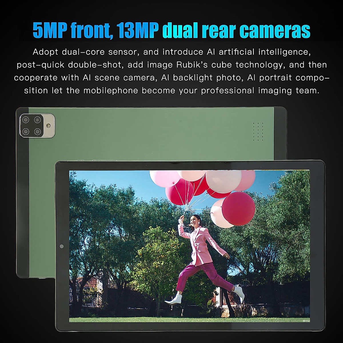 10.1 Inch Tablet for Android11, 2.4G 5G WiFi Calling Tablet PC, Octa Core Processor 6G 128G Storage, 1920x1080 IPS Screen, Dual Camera, Sim Card Slot