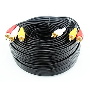 Audio Video Cable,Composite 50 ft Cord RCA to RCA M/Mx3,AV Cable for TV,DVD,VCD etd.