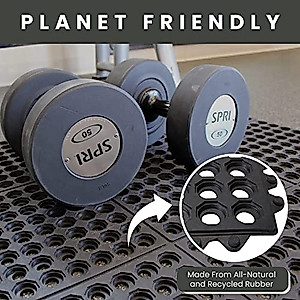 Envelor Interlocking Rubber Floor Mat for Restaurant Kitchen Floor Anti Fatigue Bar Door Mat Non-Slip Indoor Outdoor Shower Pool Drainage, Durable Garage Flooring 36 x 36 Inch