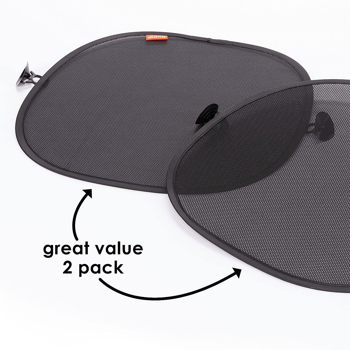 Diono Sun Stoppers Car Window Shades 2 Pack, Car Sun Shade for Side Window with Suction Cups, Blocks Sun Glare UV Rays Perfect for Baby, Kids, Pets Protection