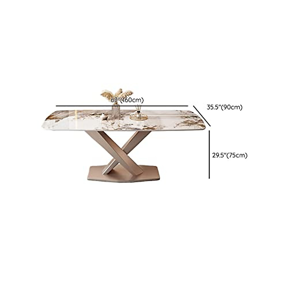 LITFAD Modern Rectangle Dining Table Set 7 Pieces Home Furniture Dinette Table Set with Metal Base Kitchen Table Set Restaurant Table and Chairs Set of 6-7 Pieces: Table with 6 Chairs