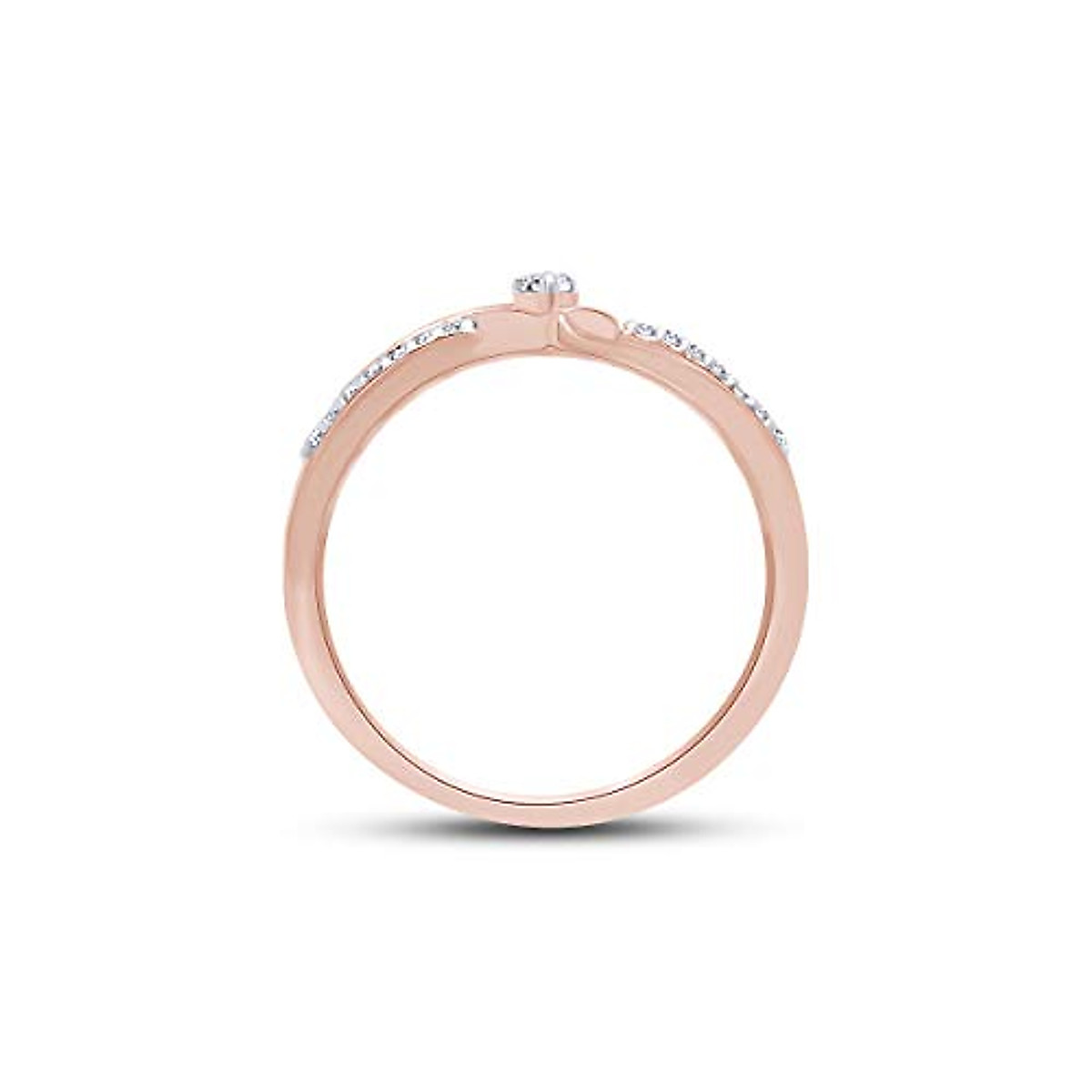 AFFY Round Cut Natural White Diamond Split Shank Heart Promise Bypass Engagement Ring In 14k Gold Over Sterling Silver (0.10 cttw, Color- I-J, Clarity- I2-I3) Gift For Her