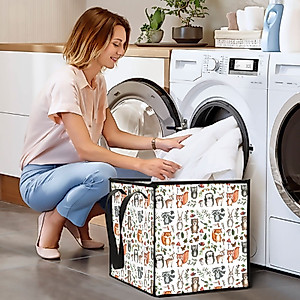 senya Large Collapsible Storage Bins with Handles Woodland Animals Foldable Laundry Hamper Cubes Fabric Basket Closet Organizer Containers Box for Home Bedroom Office 13 x 13 x 13in B06D22016