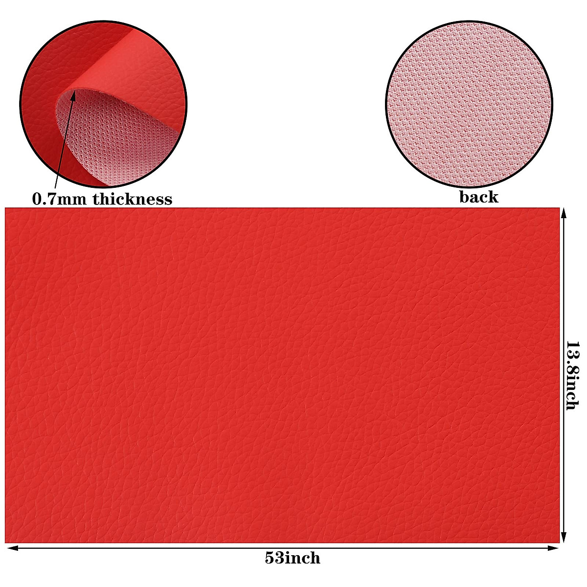 Picheng Lychee Texture Solid Color Faux Leather Sheets13.8 X53(35cmX135cm),Soft Faux Leather Roll Very Suitable for Making Crafts,Leather Earrings, Bows,Sewing DIY Projects (Red)