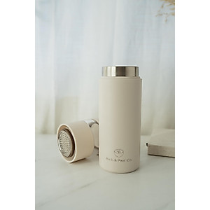 Insulated Tea Infuser Tumbler Thermos - Stainless Steel Travel Tea Mug with Lid | Cold Brew Coffee Mug Flask (RP24)