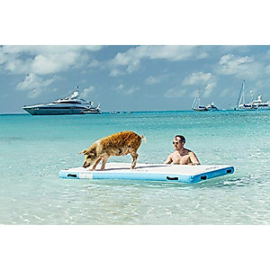 Airhead WATERMAT AIR Inflatable Deck, 8 ft. w Pump, White/Blue