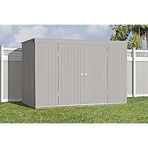 Arrow Shed Elite 10' x 4' Outdoor Lockable Steel Storage Shed Building with Pent Roof, Cool Grey