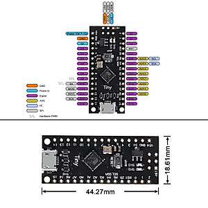 7Pcs ATTINY88 Microcontroller Development Board 16Mhz I2C and SPI 26-PWM Digispark ATTINY85 Nano V3.0 Extended Module