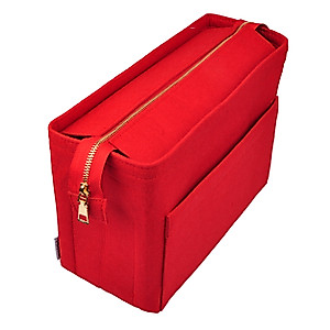 Vercord Felt Zipper Handbag Tote Purse Duffel Backpack Organizer Insert Red Medium