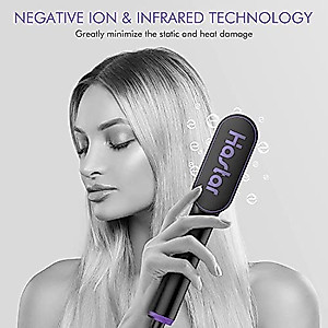 Hastar Hair Straightner Electric Heat Hot Comb Ceramic Negative Ion Brush Straightening Curling Iron Styling Tool for Women