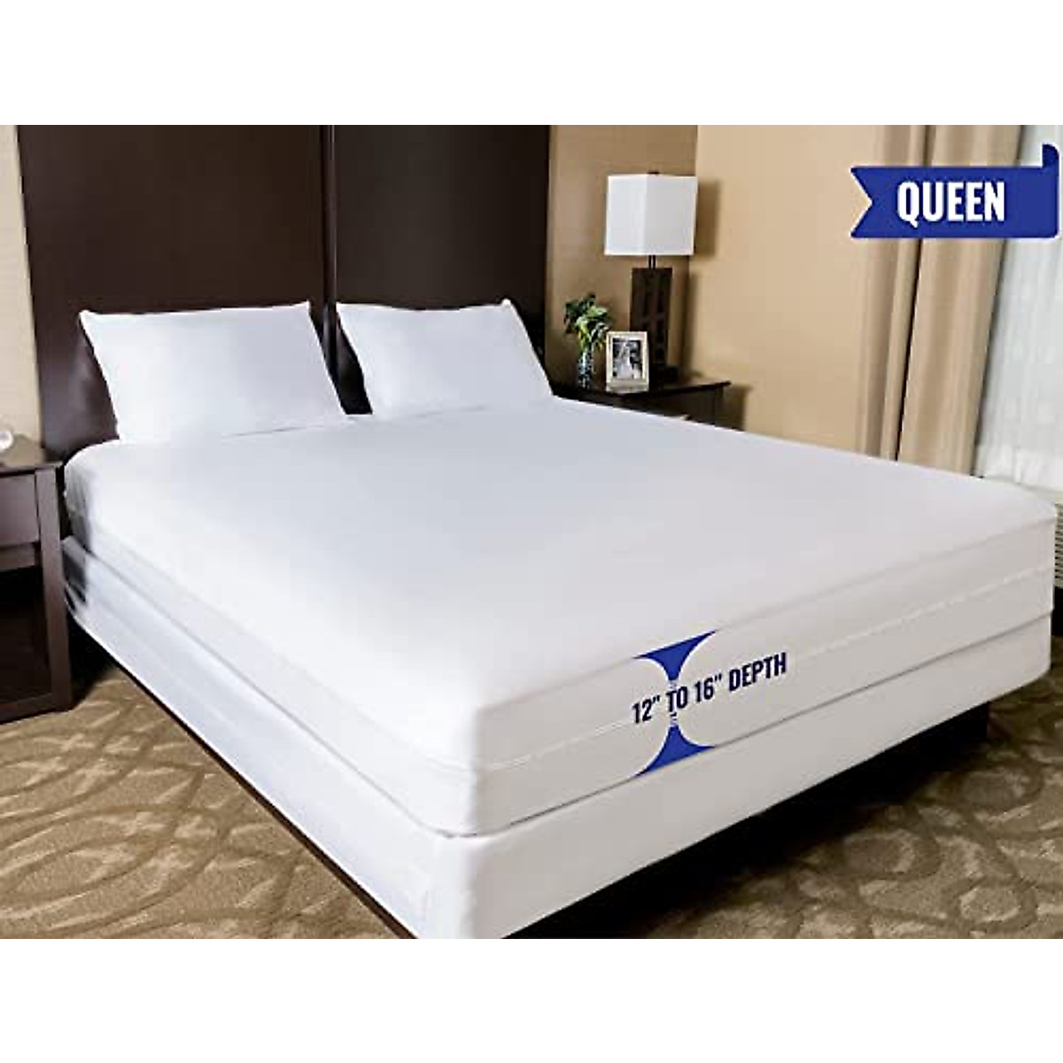 Zippered Queen Mattress Protector - Bed Bug Waterproof Mattress Cover, Premium Quality Hypoallergenic Encasement White