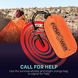 FosPower Emergency Sleeping Bag, Tough and Durable Mylar Thermal Sack with Survival whistle for Survival Kits, Camping Accessories, Outdoors, Hiking