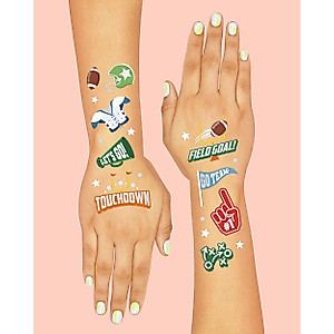 xo, Fetti Football Temporary Tattoos - 60 Foil Styles | Sport Birthday Party, Touchdown Team Party Supplies, Football Themed Party Favors, School Activity, Gift