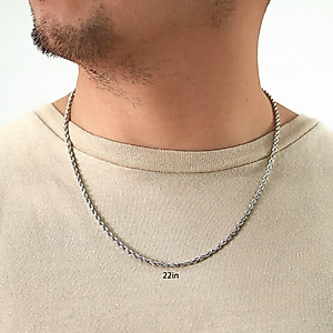 Nuragold 10k White Gold 3mm Rope Chain Diamond Cut Pendant Necklace, Mens Womens Jewelry 16" 18" 20" 22" 24" 26" 28" 30"