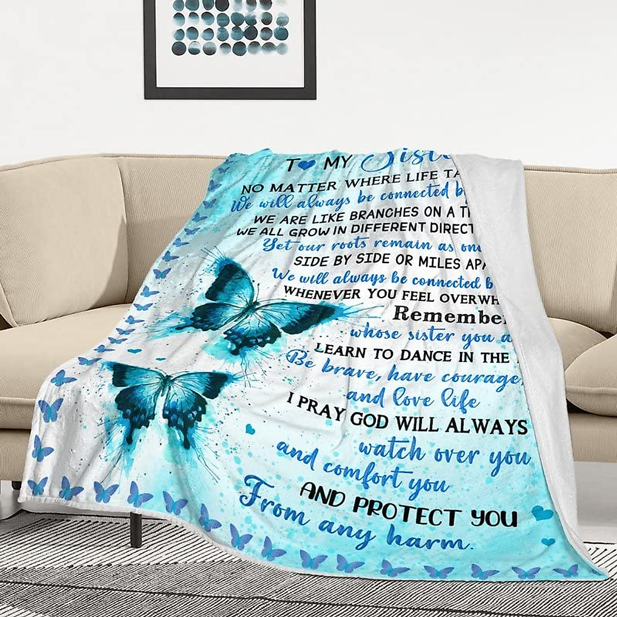 Blanket to Sister Birthday Gifts from Sister Ultra-Soft Flannel Throws Blankets Sister in Law Sisters Warm Quilts for Bed Couch Travel Beach 50*60in