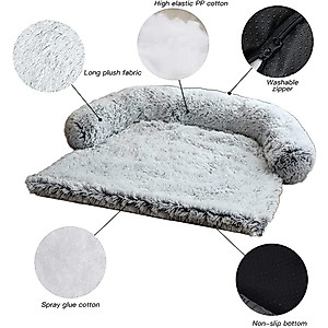 Berocia Calming Dog Bed Soft Fluffy Plush Dog Mat for Sofa Couch Pet Furniture Protector with Washable Cover for Large Medium Small Dogs Cats Puppy Thick Blanket Cushion Kennel with Nonskid Bottom