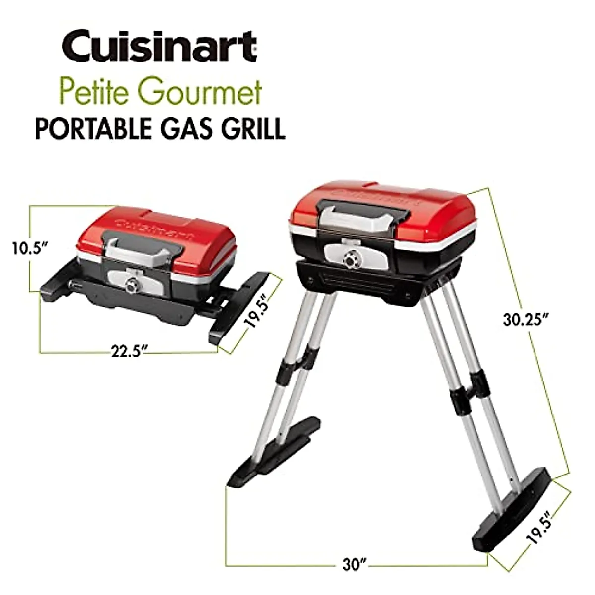 Cuisinart Petit Gourmet Portable Gas Grill (CGG-180) + 4-Piece Folding Grill Tool Set