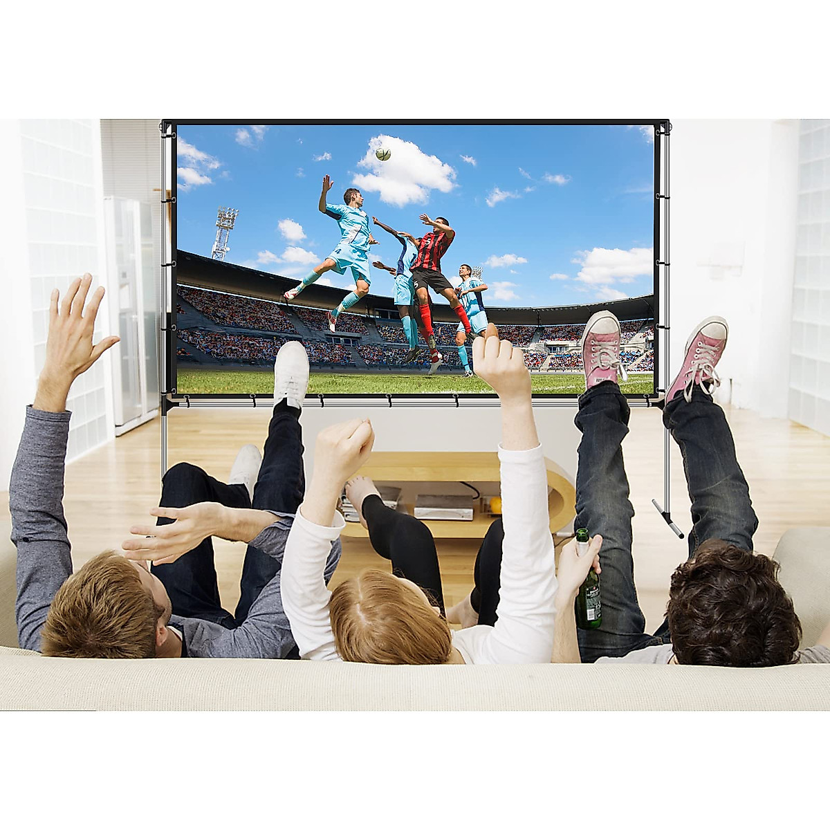 GYUEM 100 inch Projector Screen with Stand, Portable Front & Rear Projection Screen, 4K HD 16:9 Screen Outdoors and Indoors, Setup in Minutes, Home Theater, Presentation