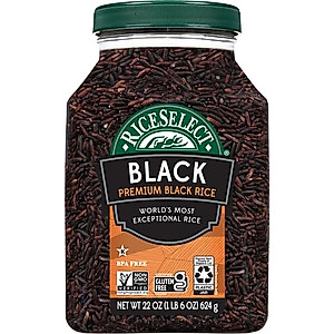 RiceSelect Premium Black Rice, Whole-Grain, Gluten-Free, Non-GMO, and Vegan Rice, BPA-Free 22-Ounce Jar (Pack of 1)