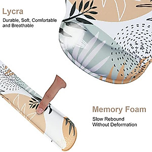 iLeadon Mouse Pad Wrist Support Keyboard Wrist Rest Set, Ergonomic Mouse Pad with Non-Slip Base for Computer Home Office + Coasters, Easy Typing & Pain Relief Mouse Mat, Tropical Leaves