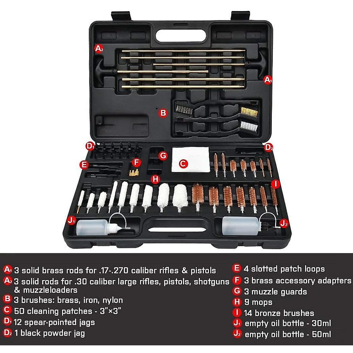 Gun Cleaning Kit Universal Supplies for Hunting Rifle Handgun Shot Gun Cleaning Kit for All Guns with Case