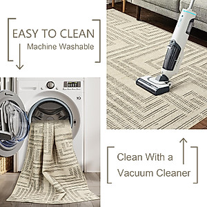 9x12 Area Rugs for Living Room Machine Washable Rug Distressed Indoor Carpet Rug Ultra Soft Area Rug for Bedroom Dining Room Playroom Office(Maze)