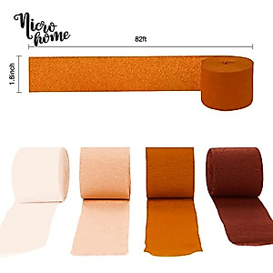 NICROHOME Weddings Decorations, 8 Rolls Rust Orange Crepe Paper Streamers, Brown Tassels Streamer Paper for Rustic Wedding, Retro Party, Thanksgiving Decorations,82Ft Long