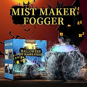 Halloween Mini Mist Maker, Small Pond Fog Machine Atomizer Air Humidifier Perfect Mist Maker Fogger, Witch Cauldron Fogger, Black Witch Jar Atomizer Lamp Punch Bowl - Home Garden Gift Decoration (1pc)