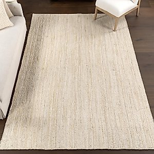 nuLOOM 9x12 Rigo Jute Hand Woven Area Rug, Off White, Solid Farmhouse Design, Natural Fiber, For Bedroom, Living Room, Dining Room, Hallway, Office, Kitchen, Entryway