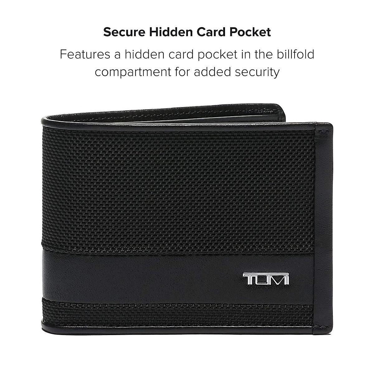 TUMI - Alpha Double Billfold - Ballistic Nylon Wallet - Secure, Durable Wallet - Hidden Card Pocket - 3.4" X 4.4" X 0.6" - Black