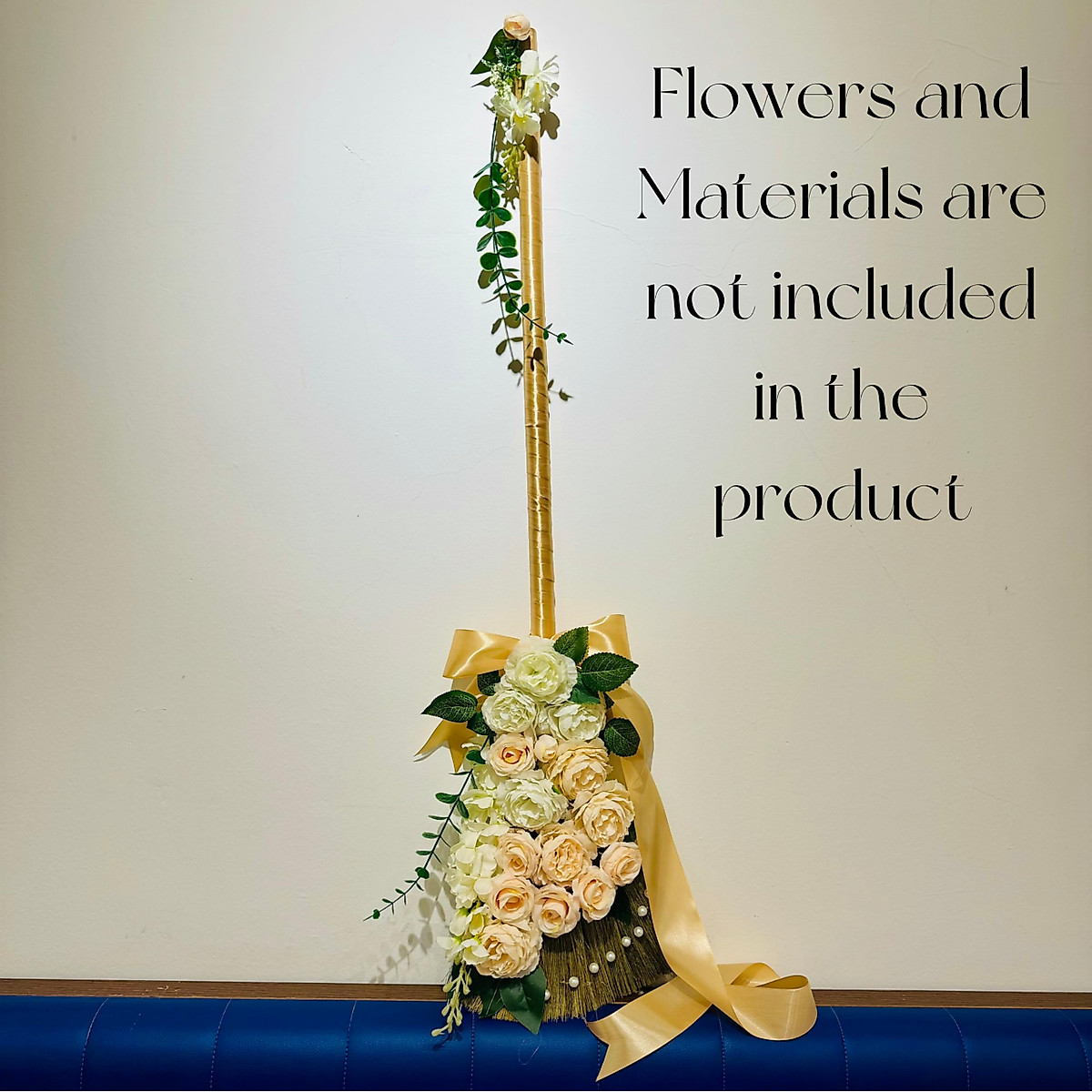 BMart Home Vietnamese Broom Long Handle, Indoor and Outdoor Broom to Sweep & Clean Floors, Sturdy Wooden Handle for Strength & Durability, Decoration Idea, Wedding Broom - 9.84'' Width, 47.44" Length