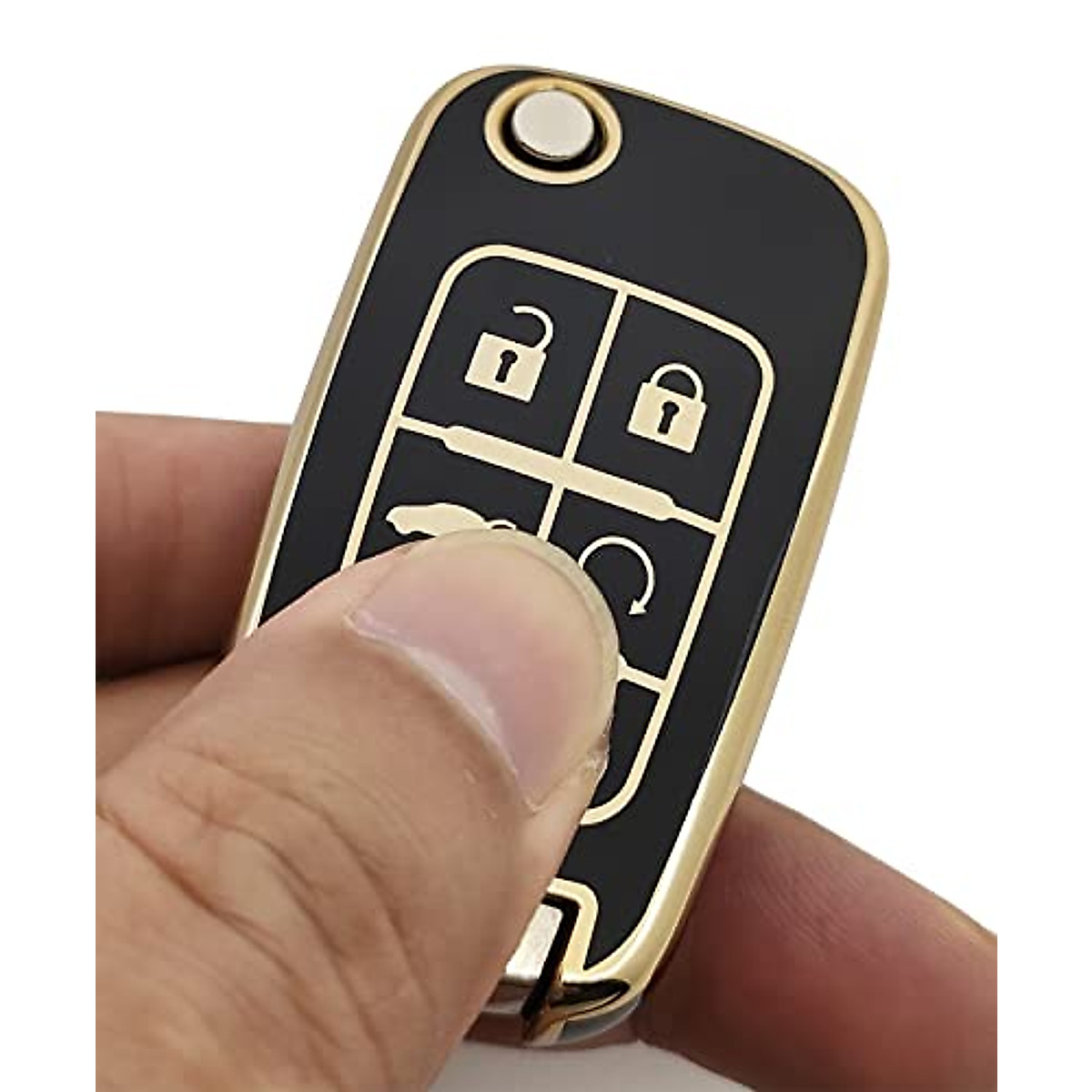 vurbemes TPU Protector Key Fob Cover Case Compatible with Chevy Chevrolet Equinox Encore Camaro Cruze Malibu Impala Buick Regal Lacrosse GMC Terrain Keyless Entry TPU Key Fob (Black)