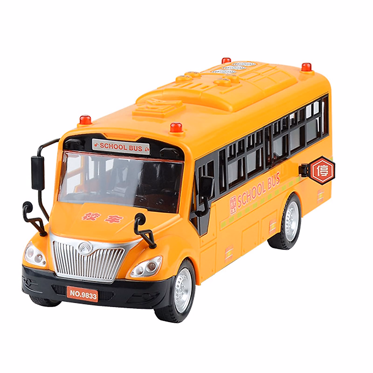 Diecast Toy School Bus, Burrs-Free Battery-Operated Toddler Educational Alloy Bus Car Toy