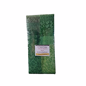 2.5 Inch Jelly Roll Strips Assorted Green Prints 20 pcs - Handcut by Fuller Fabrics