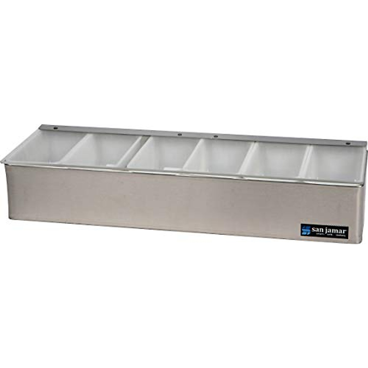 San Jamar Garnish Trays with Hinged Lid for Kitchen, Bar, And Restaurants, Stainless Steel, 18.5 X 6.5 X 4 Inches, Silver